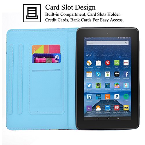 Artyond Case for Kindle Fire 7,Kindle Fire HD7 Case,Multi-Angle Viewing Stand Case with Card Slots Case for Amazon Kindle Fire 7 (9th & 7th & 5th Generation, 2019 2017 2015 Released), Green