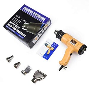 SEEKONE Heat Gun 1800W 122℉~1202℉（50℃- 650℃） Fast Heating Heavy Duty Hot Air Gun Kit Variable Temperature Control Overload Protection with 4 Nozzles for Crafts, Shrinking PVC, Stripping Paint(5.2FT)