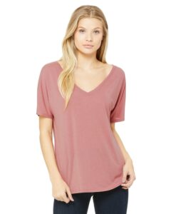 bella canvas ladies' slouchy v-neck t-shirt,mauve,s