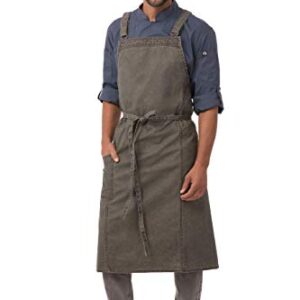 Chef Works unisex adult Denver Chefs Cross-back Bib Work Utility Apron, Olive Wood, One Size US