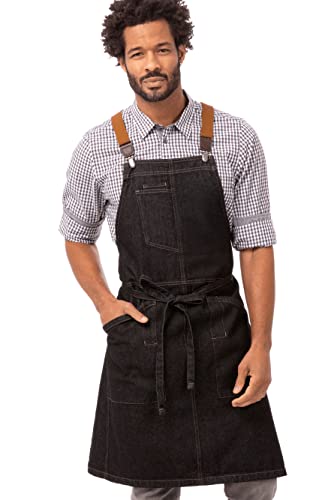 Chef Works Unisex Berkeley Bib Apron, Black, One Size