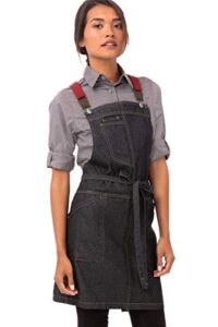 chef works unisex berkeley short bib apron, indigo blue, one size