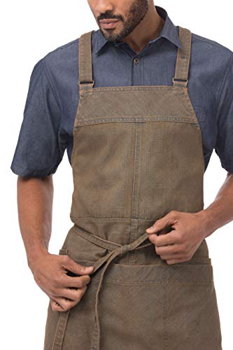 Chef Works Unisex Uptown Cross-Back Bib Apron, Blue Taupe, One Size