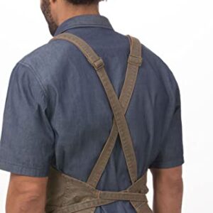 Chef Works Unisex Uptown Cross-Back Bib Apron, Blue Taupe, One Size