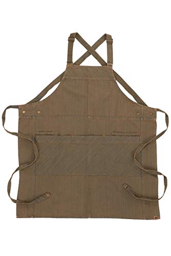 Chef Works Unisex Uptown Cross-Back Bib Apron, Blue Taupe, One Size