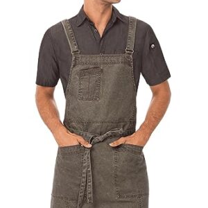 Chef Works unisex adult Denver Cross-back Bib Work Utility Apron, Olive Wood, One Size US