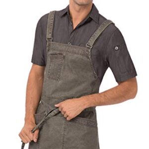 Chef Works unisex adult Denver Cross-back Bib Work Utility Apron, Olive Wood, One Size US