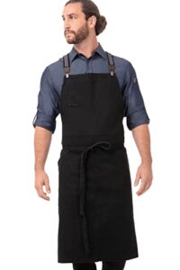 chef works unisex berkeley chef apron, jet black, one size