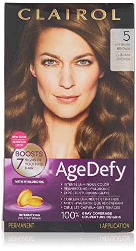 Clairol Age Defy Permanent Hair Dye, 5 Medium Brown Hair Color, Pack of 1