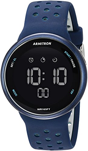 Armitron Sport Quartz Fitness Watch with Silicone Strap, Blue, 22 (Model: 40/8423NVY)