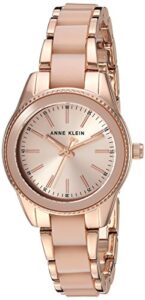 anne klein women's rose gold-tone and light pink resin bracelet watch