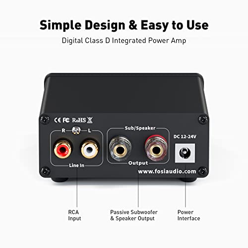 Fosi Audio M04 Subwoofer Amplifier for Home Theater Mono Channel Digital Class D Integrated Power Amp for Passive Speakers Subwoofer Rated 100W MAX