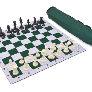 Wholesale Chess Triple Weighted Pieces and Mousepad Board Chess Set (Green)