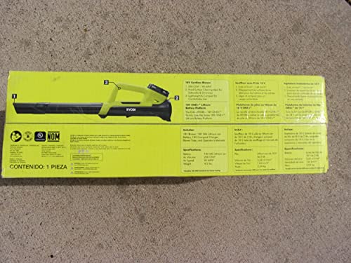 Ryobi ONE+ 90 MPH 200 CFM 18-Volt Lithium-Ion Heavy Duty Durable Cordless Leaf Blower - 2.0 Ah Battery and Charger Included, Compact, Lightweight Design Ideal For Use On Hard Surfaces