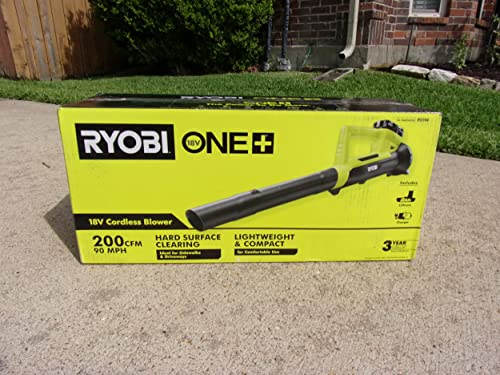 Ryobi ONE+ 90 MPH 200 CFM 18-Volt Lithium-Ion Heavy Duty Durable Cordless Leaf Blower - 2.0 Ah Battery and Charger Included, Compact, Lightweight Design Ideal For Use On Hard Surfaces