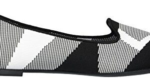 Skechers Women's Cleo-Sherlock-Engineered Knit Loafer Skimmer Ballet Flat, Black/White, 8.5 M US