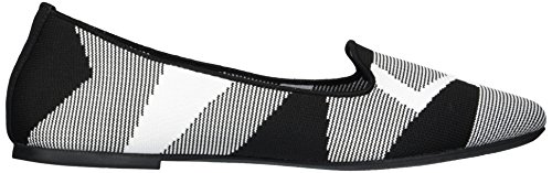 Skechers Women's Cleo-Sherlock-Engineered Knit Loafer Skimmer Ballet Flat, Black/White, 8.5 M US