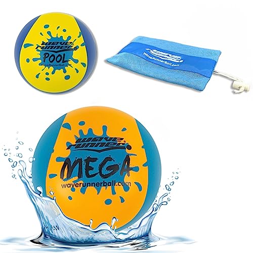 Wave Runner Soft Foam Water Skipping Ball | 2-Pack Bundle | Speed Duo Set Includes Two Water Bouncing Balls Mega Ball & Grip Ball | Great Summer Toy for Beach Swimming Pool River Lake