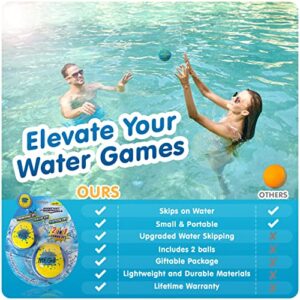 Wave Runner Soft Foam Water Skipping Ball | 2-Pack Bundle | Speed Duo Set Includes Two Water Bouncing Balls Mega Ball & Grip Ball | Great Summer Toy for Beach Swimming Pool River Lake