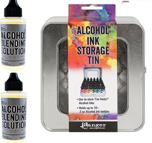 ranger tim holtz alcohol ink storage tin and two alcohol blending solutions