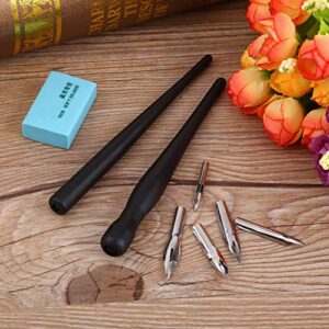 delaman calligraphy dip pens set 5 in 1 manga artist cartoon comic drawing painting tool kit with eraser 2 pen holders and 5 nibs