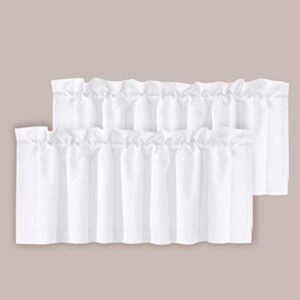 h.versailtex 2 panels blackout curtain valances for kitchen windows/bathroom/living room/bedroom privacy decorative rod pocket short winow valance curtains, 52" w x 18" l, pure white