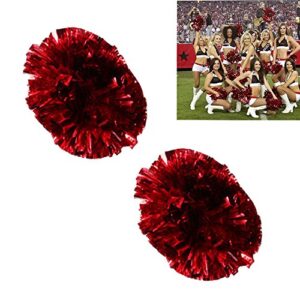 gofypel cheerleading poms squad spirited fun cheerleading kit cheer poms handheld pom dance party football club decor ball with baton handle (2 pack) (red)