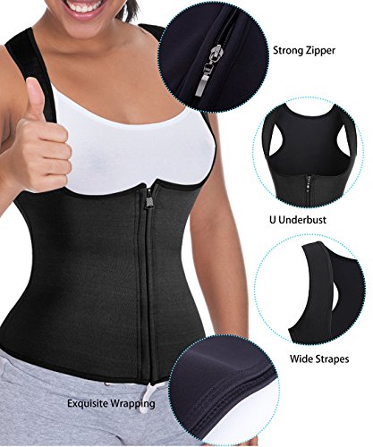 GAODI Women Waist Trainer Vest Slim Corset Workout Sweat Tank Top Zipper Compression Shirt Sauna Suit Body Shaper