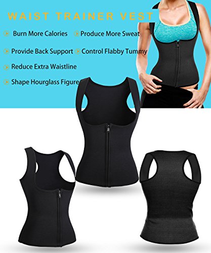 GAODI Women Waist Trainer Vest Slim Corset Workout Sweat Tank Top Zipper Compression Shirt Sauna Suit Body Shaper