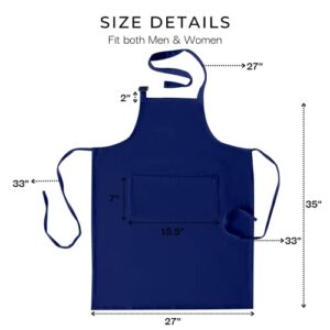 RAJRANG BRINGING RAJASTHAN TO YOU Chef Apron for Women Men with Pockets Cotton Kitchen Cooking Full Length Plain Aprons Sodalite Blue 35x27 Inches