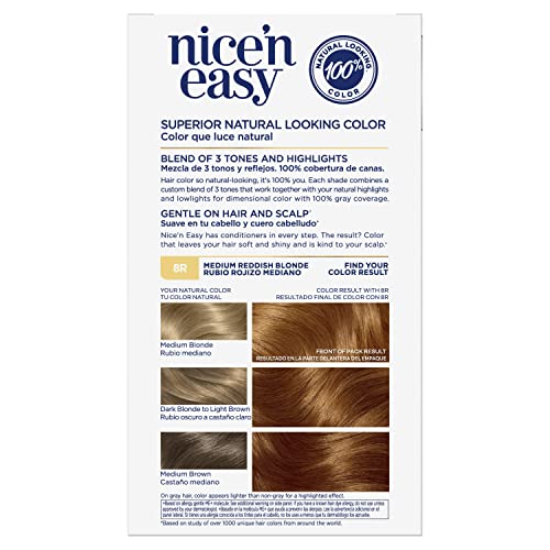 Clairol Nice'n Easy Permanent Hair Dye, 8R Medium Reddish Blonde Hair Color, Pack of 3