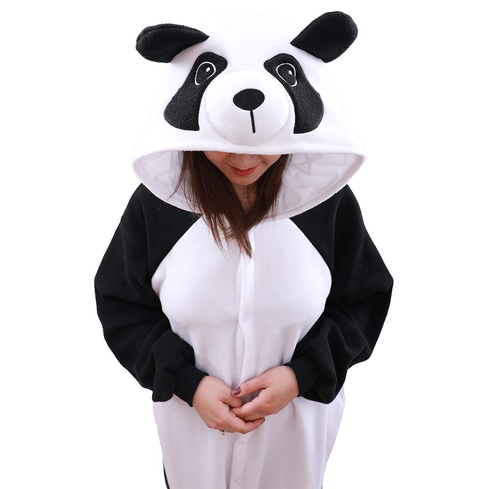 COCOPLAY W Animal Onesie Panda Pajamas- Plush One Piece Costume (Large, Black/White)