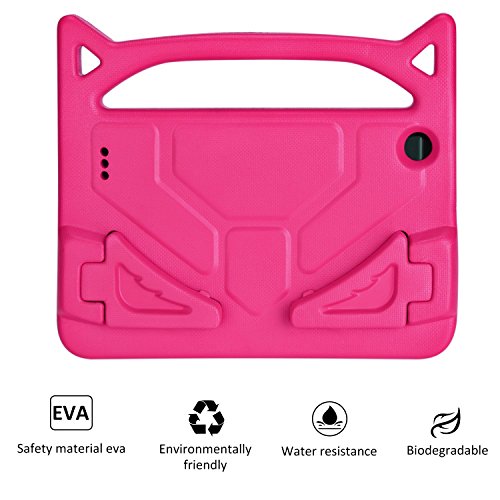 2019 Fire 7 Tablet Case for Kids -SHREBORN Kids Shock Proof Case Cover with Handle and Stand for Amazon Kindle Fire 7 Inch Tablet (Compatible with 9th/7th/5th Generation, 2019/2017/2015 Release)-Rose