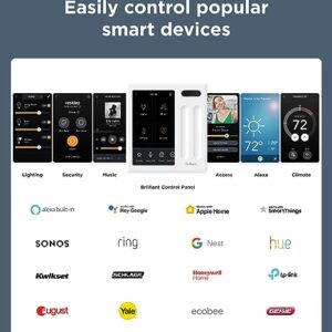 Brilliant Smart Home Control (3-Switch Panel) — Alexa Built-In & Compatible with Ring, Sonos, Hue, Google Nest, Wemo, SmartThings, Apple HomeKit — In-Wall Touchscreen Control for Lights, Music, & More