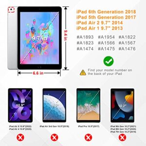 Fintie SlimShell Case for iPad 6th Generation 2018 / iPad 5th Gen 2017/ iPad Air 2 / iPad Air - [Built-in Pencil Holder] Soft TPU Back Cover w/Auto Wake Sleep for iPad 9.7", Composition Book