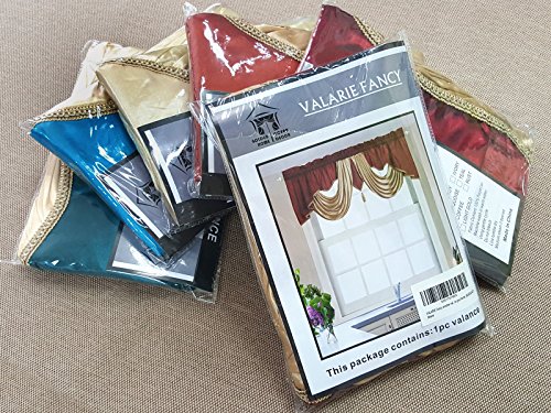 GOHD Valarie Fancy Window Valance. 54 x 18. Taffeta Fabric with Soft Satin Swag. Add Some Royal luxruy Accent to Your Home. (Grey)