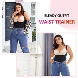 Eleady Waist Trainer Cincher Underbust Corset for Weight Loss Sport Workout Body Shaper with Adjustable Straps (Black Gym Tops, Medium)