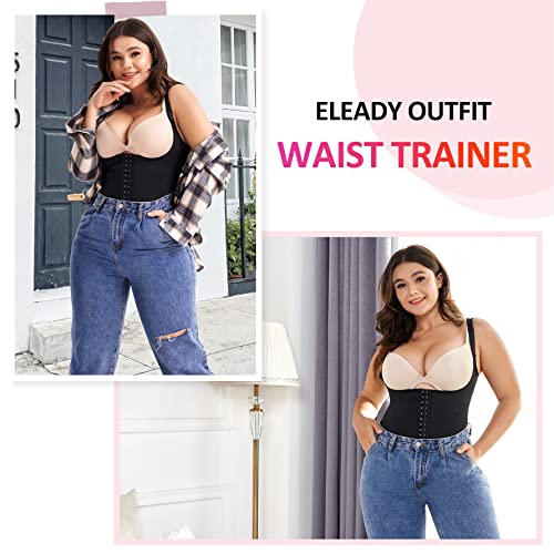 Eleady Waist Trainer Cincher Underbust Corset for Weight Loss Sport Workout Body Shaper with Adjustable Straps (Black Gym Tops, Medium)