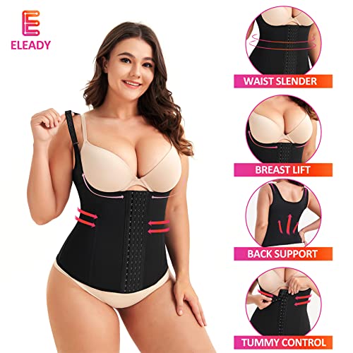 Eleady Waist Trainer Cincher Underbust Corset for Weight Loss Sport Workout Body Shaper with Adjustable Straps (Black Gym Tops, Medium)