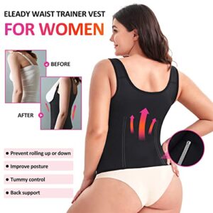 Eleady Waist Trainer Cincher Underbust Corset for Weight Loss Sport Workout Body Shaper with Adjustable Straps (Black Gym Tops, Medium)