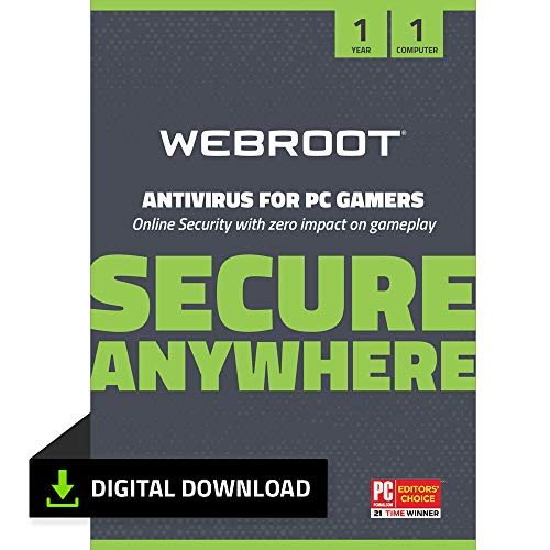 Webroot Antivirus for PC Gamers 2023 | 1 Device | 1 Year Download + System Performance Optimizer