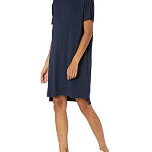 Amazon Essentials Women's Jersey Oversized-Fit Short-Sleeve Pocket T-Shirt Dress (Previously Daily Ritual), Navy, Small