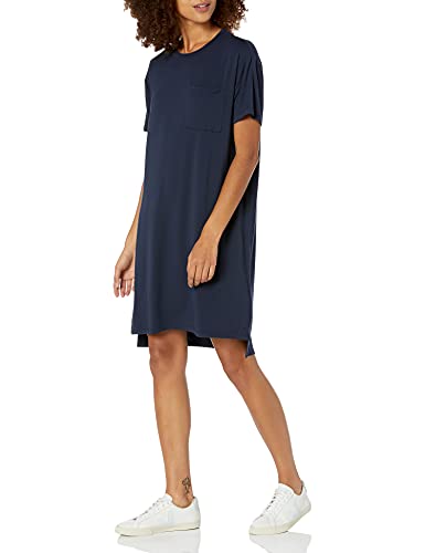 Amazon Essentials Women's Jersey Oversized-Fit Short-Sleeve Pocket T-Shirt Dress (Previously Daily Ritual), Navy, Small