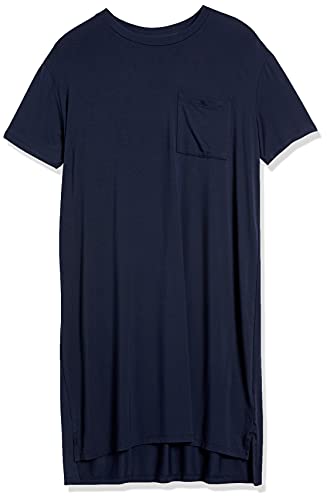 Amazon Essentials Women's Jersey Oversized-Fit Short-Sleeve Pocket T-Shirt Dress (Previously Daily Ritual), Navy, Small