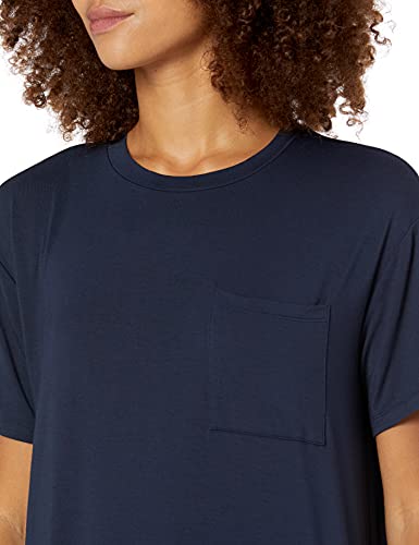 Amazon Essentials Women's Jersey Oversized-Fit Short-Sleeve Pocket T-Shirt Dress (Previously Daily Ritual), Navy, Small