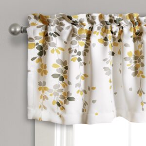 Lush Decor Weeping Flowers Window Valance for Kitchen, Living, Dining Room, Bedroom, Valance, Yellow & Gray