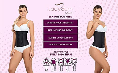 Lady Slim Fajas Colombianas Reductoras Y Moldeadoras para Mujer Underbust Latex Waist Trainer Hourglass Body Shaper for Women Black V2 XS