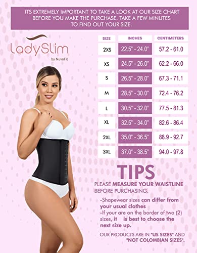 Lady Slim Fajas Colombianas Reductoras Y Moldeadoras para Mujer Underbust Latex Waist Trainer Hourglass Body Shaper for Women Black V2 XS