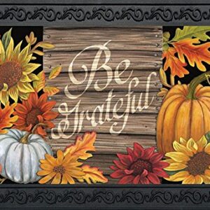 Briarwood Lane Be Grateful Thanksgiving Doormat Fall Floral Pumpkin Indoor Outdoor 30" x 18"