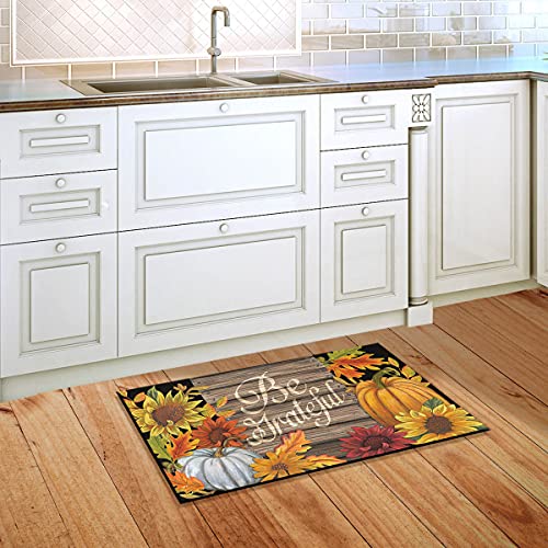 Briarwood Lane Be Grateful Thanksgiving Doormat Fall Floral Pumpkin Indoor Outdoor 30" x 18"